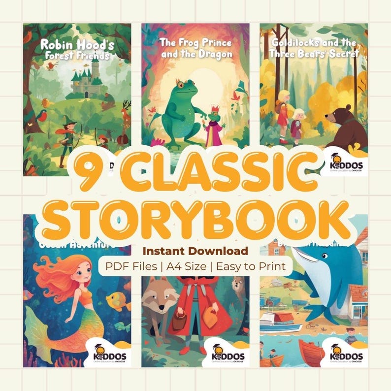 9 CLASSIC Storybook - Kids Printable Storybook Book | Great Interaction ...