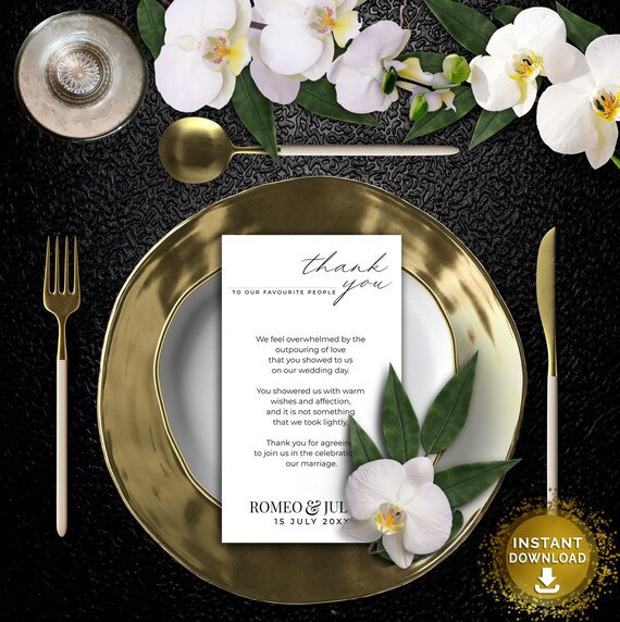 Wedding Thank You Plate Card Template Modern Digital | Etsy