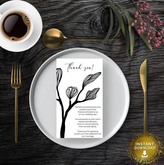 Wedding Thank You Plate Card Template Editable Thank You | Etsy