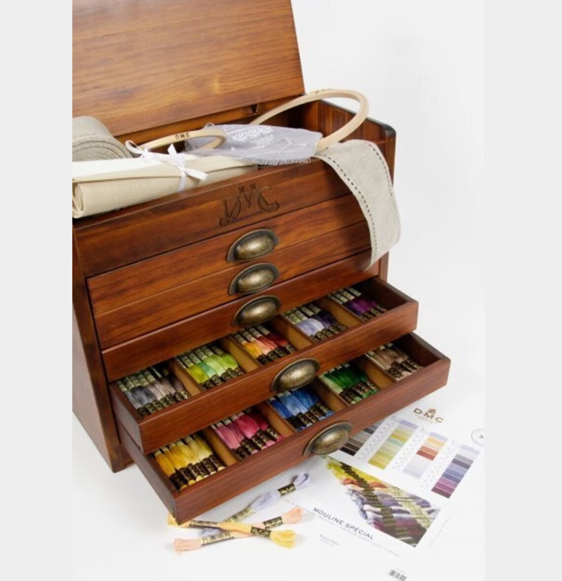 DMC Wooden Collector's Box Pre-filled With 500 DMC Stranded Cottons ...