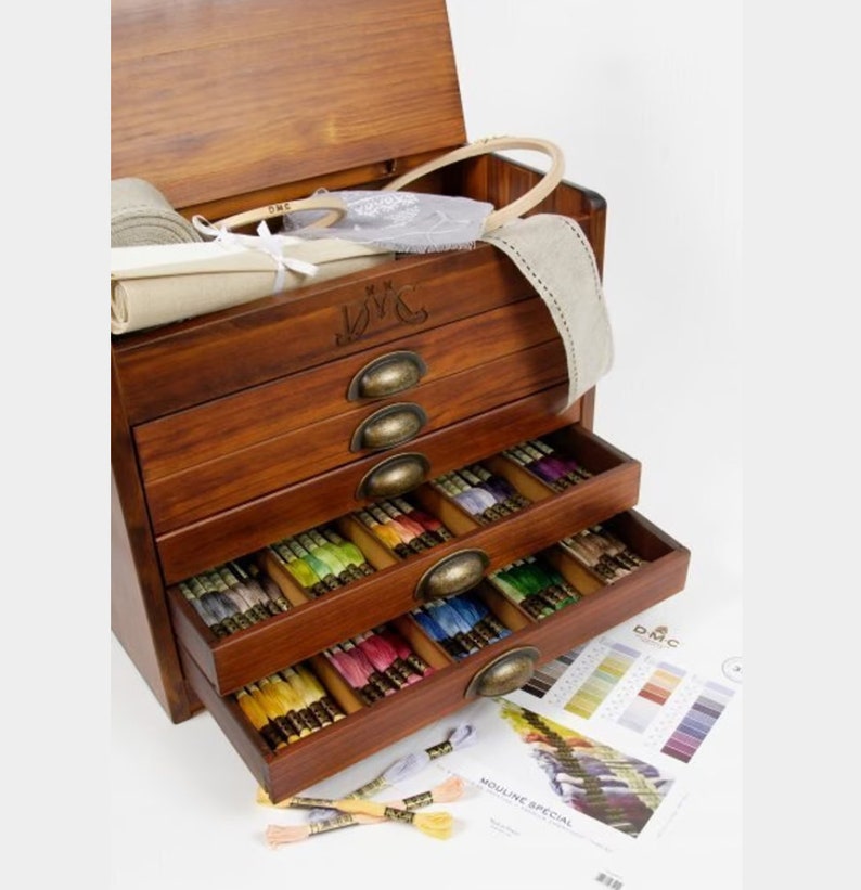 DMC Wooden Collector's Box Pre-filled With 500 DMC Stranded Cottons ...
