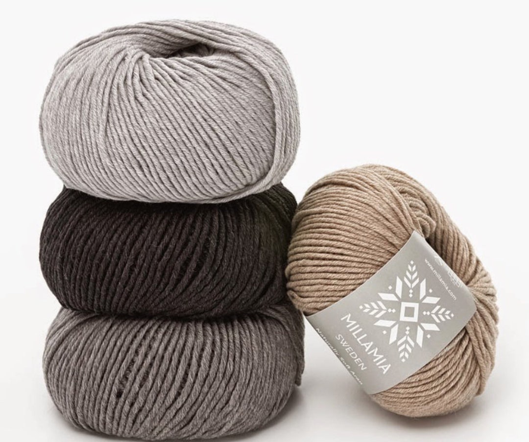 100% MERINO Millamia Aran Worsted Weight Everyday Super Soft Smooth ...