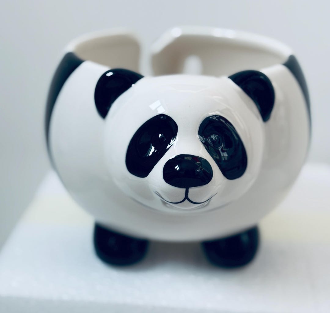 Panda Ceramic Yarn Bowl Holder With Holes Handmade Yarn Storage Bowl ...