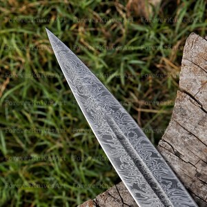 Custom Hand Forged Damascus Steel Blade Medieval Sword, 28" OA - Blood ...