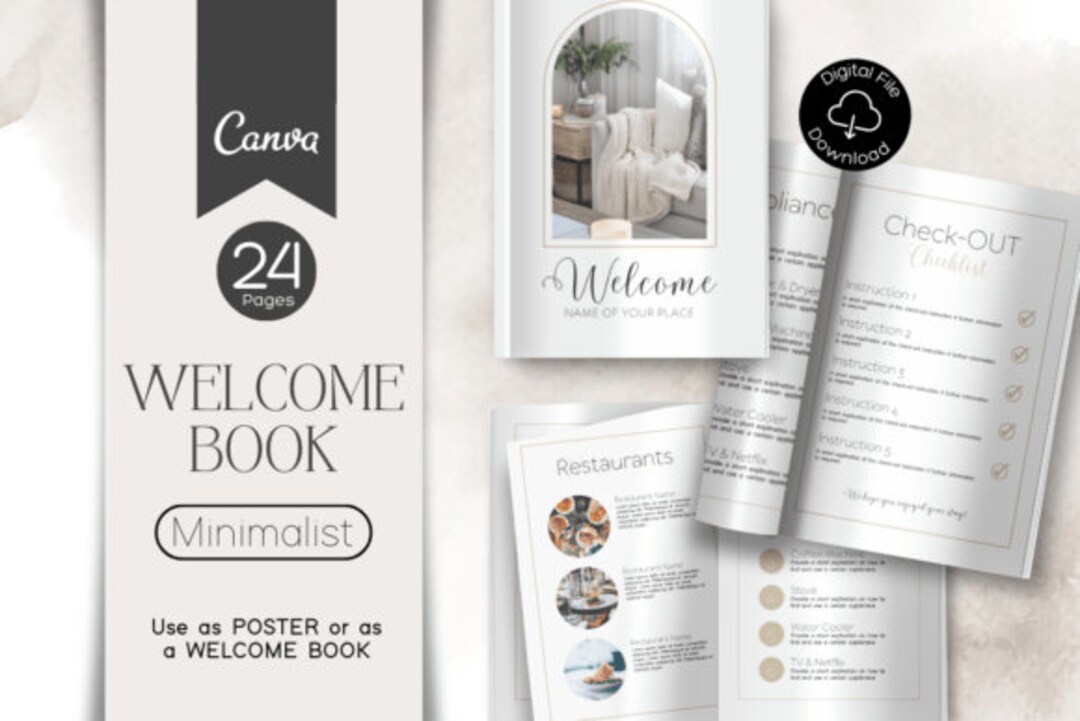 Minimalist Airbnb Rental Template, Vacation Rental Guide, Airbnb ...