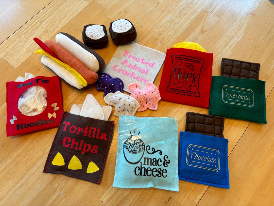 Felt Play Food Set: Pretend Mac & Cheese, Chips, Hot Dog - Etsy