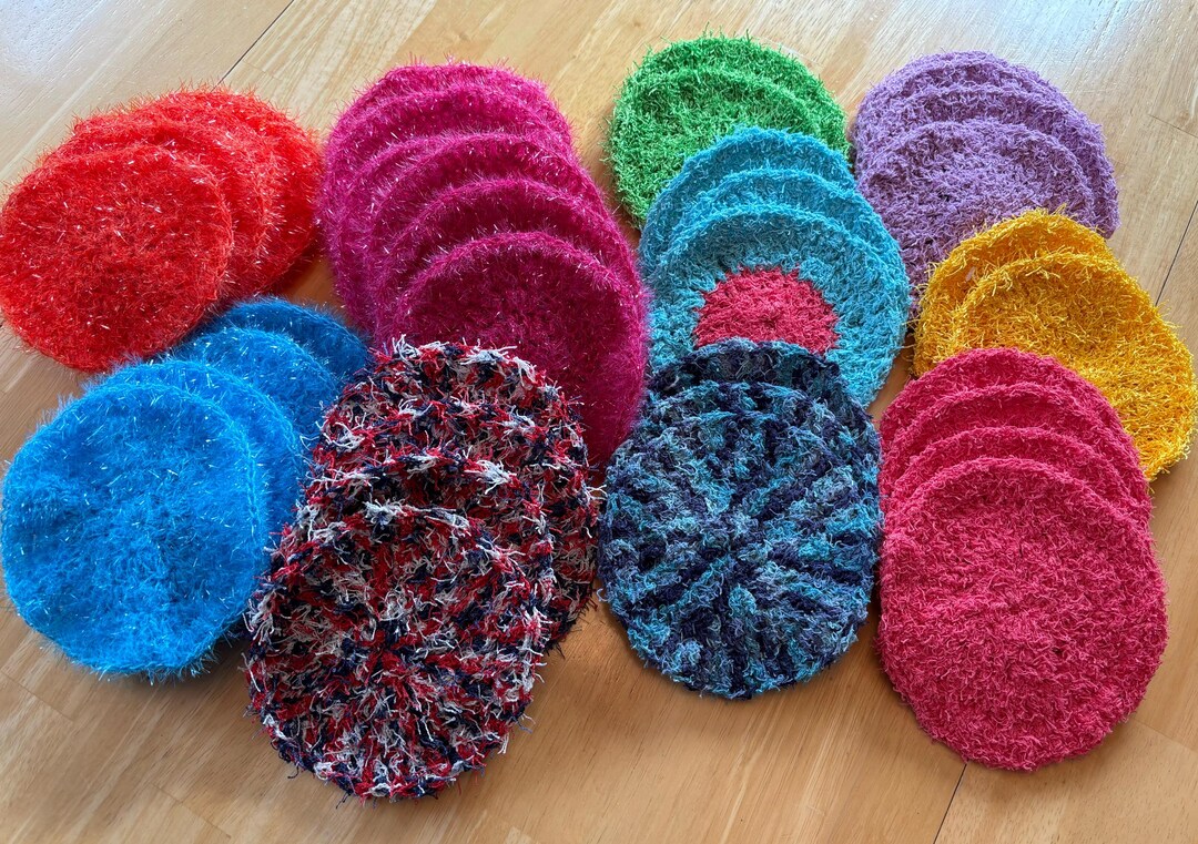 Dish Scrubby | Cotton | Polyester | Crocheted | Handmade | Round ...