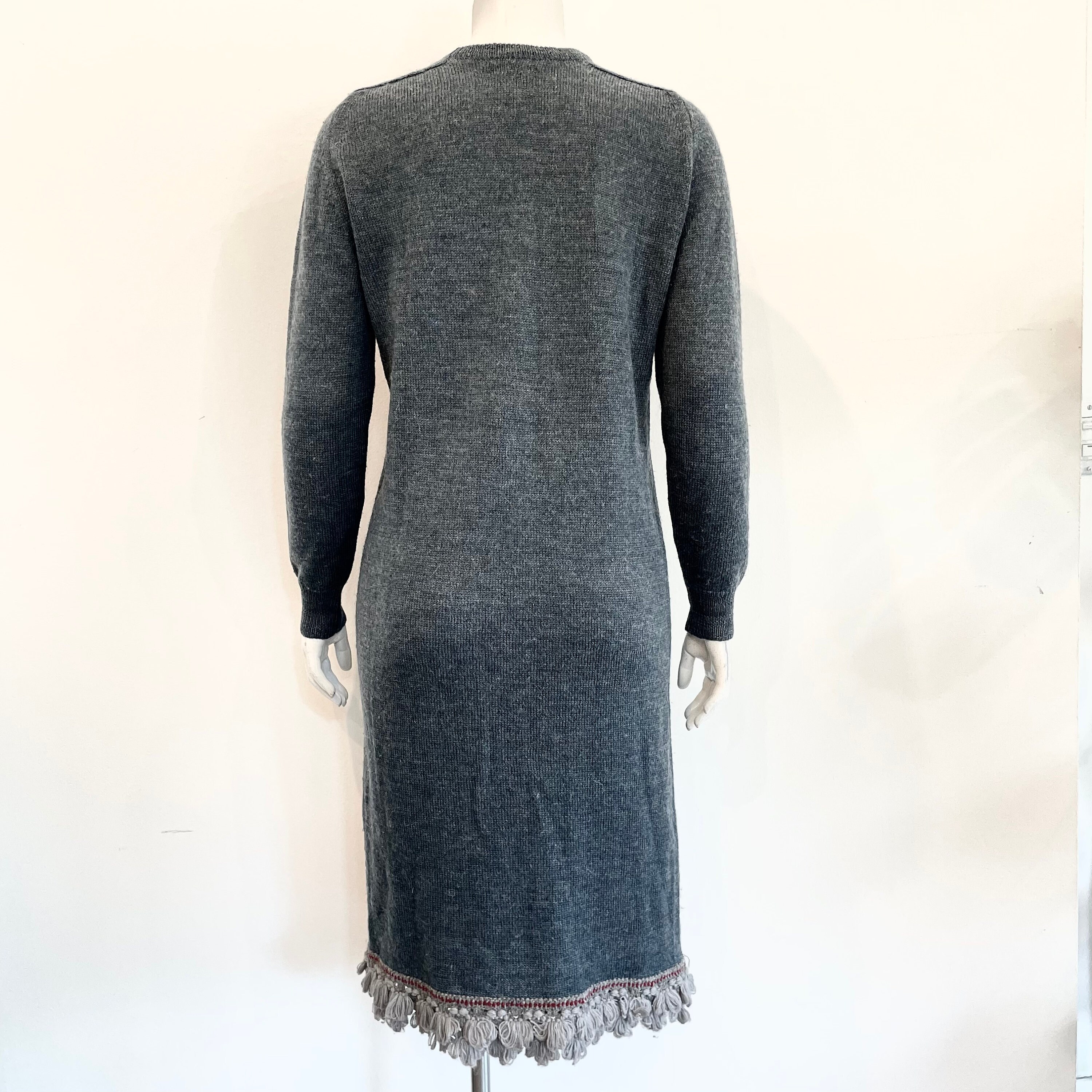 100 Percent Virgin Wool Vintage Sweater Dress. Villager Brand Blue Gray ...