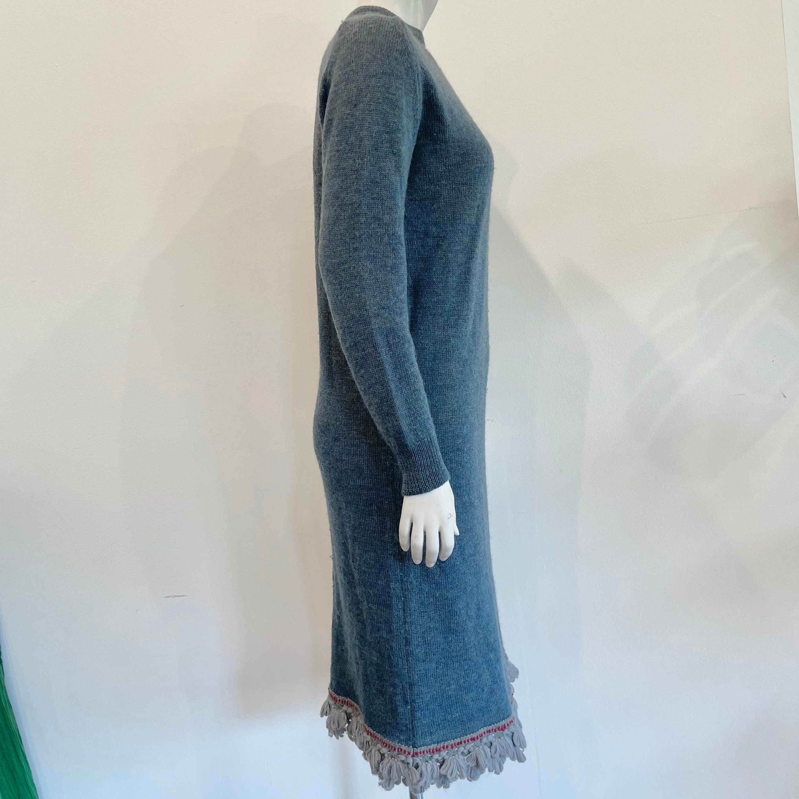 100 Percent Virgin Wool Vintage Sweater Dress. Villager Brand Blue Gray ...