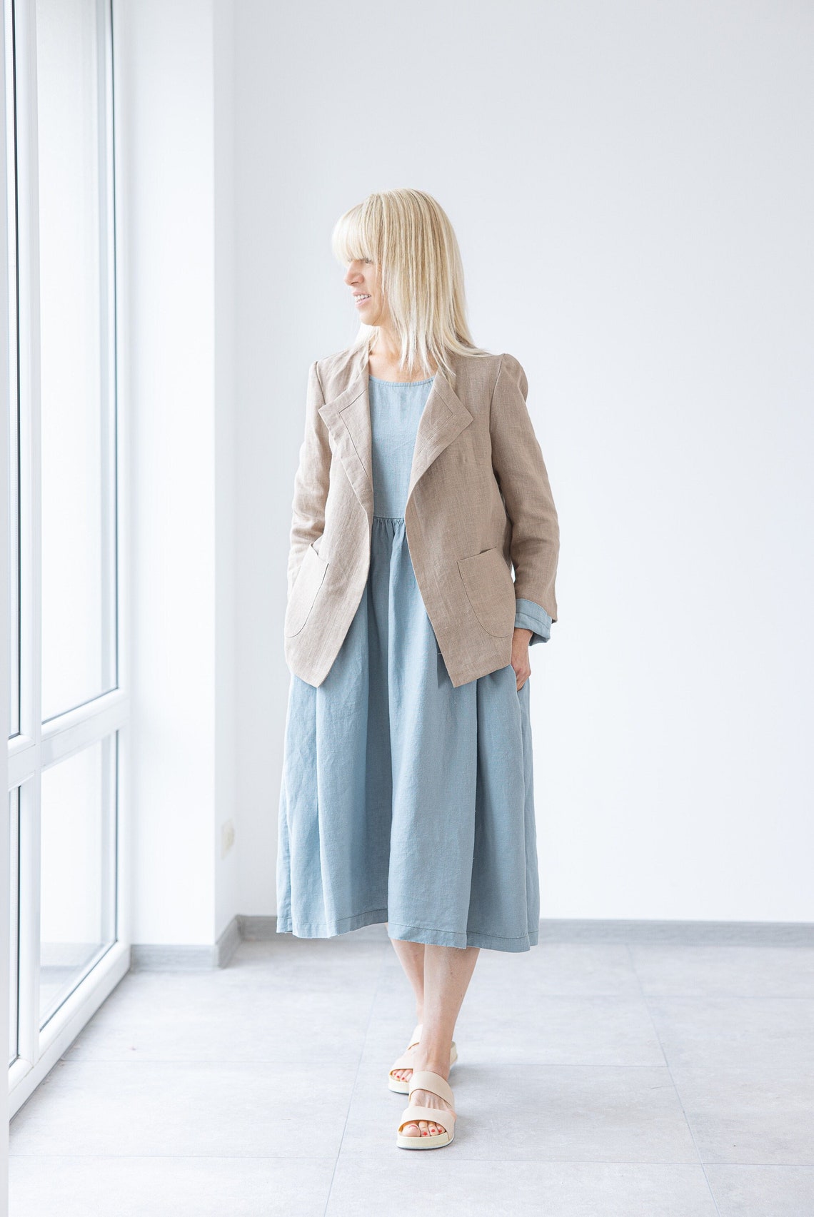 LINEN CARDIGAN CHLOE / Linen Jacket / Linen Short Jacket With Pockets ...