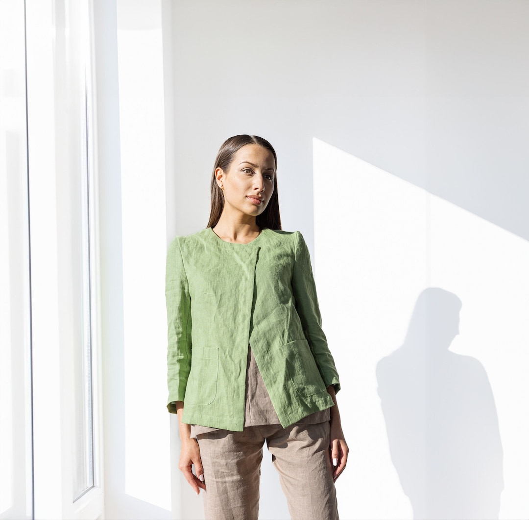 Linen Jacket CHLOE / Linen Blazer Women / Light Linen Cardigan / Open ...
