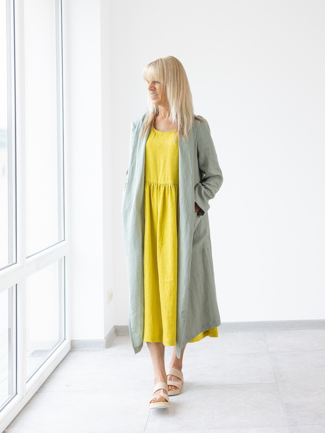 Ready to Ship / Linen Cardigan EMMA / Long Linen Coat for Women / Open ...