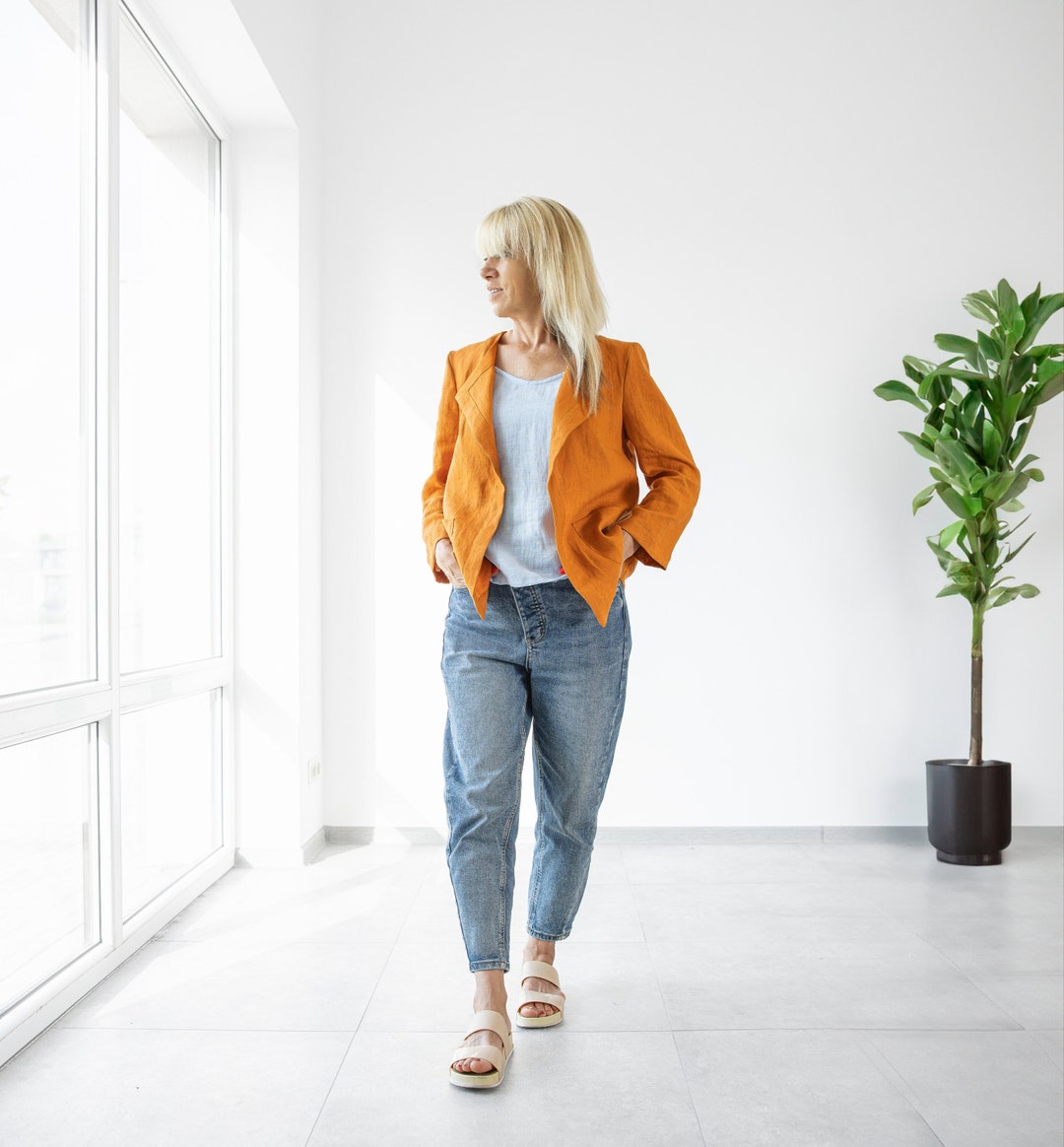 Lightweight Linen Jacket CHLOE / Women's Linen Blazer / Linen Short ...