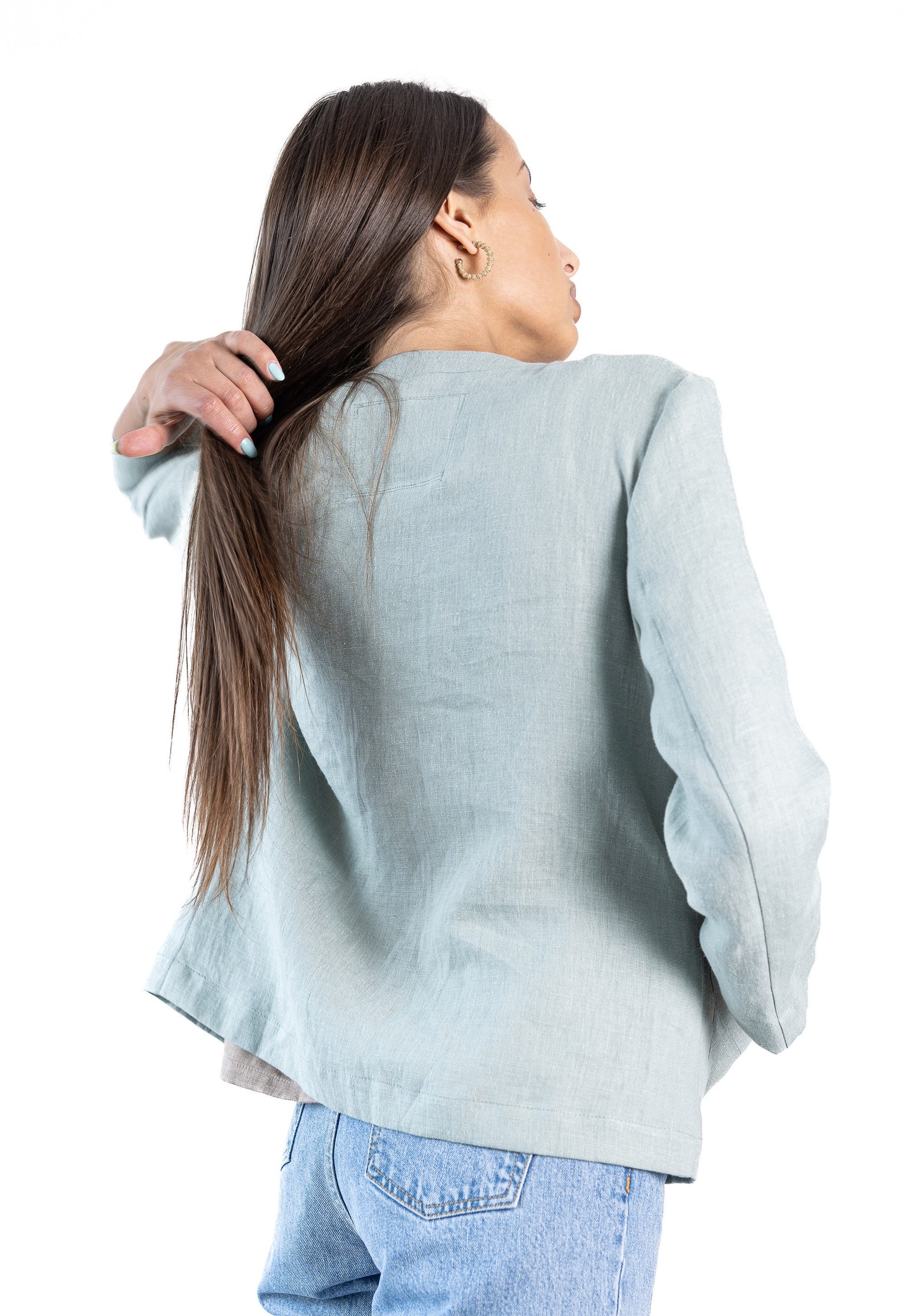 Women Linen Jacket CHLOE / Open Front Linen Cardigan / Minimalist Linen ...