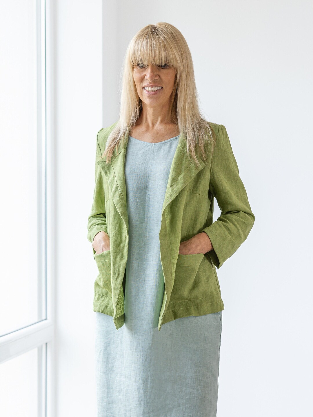 CHLOE Linen Short Jacket / Linen Blazer for Women / Open Front Linen ...