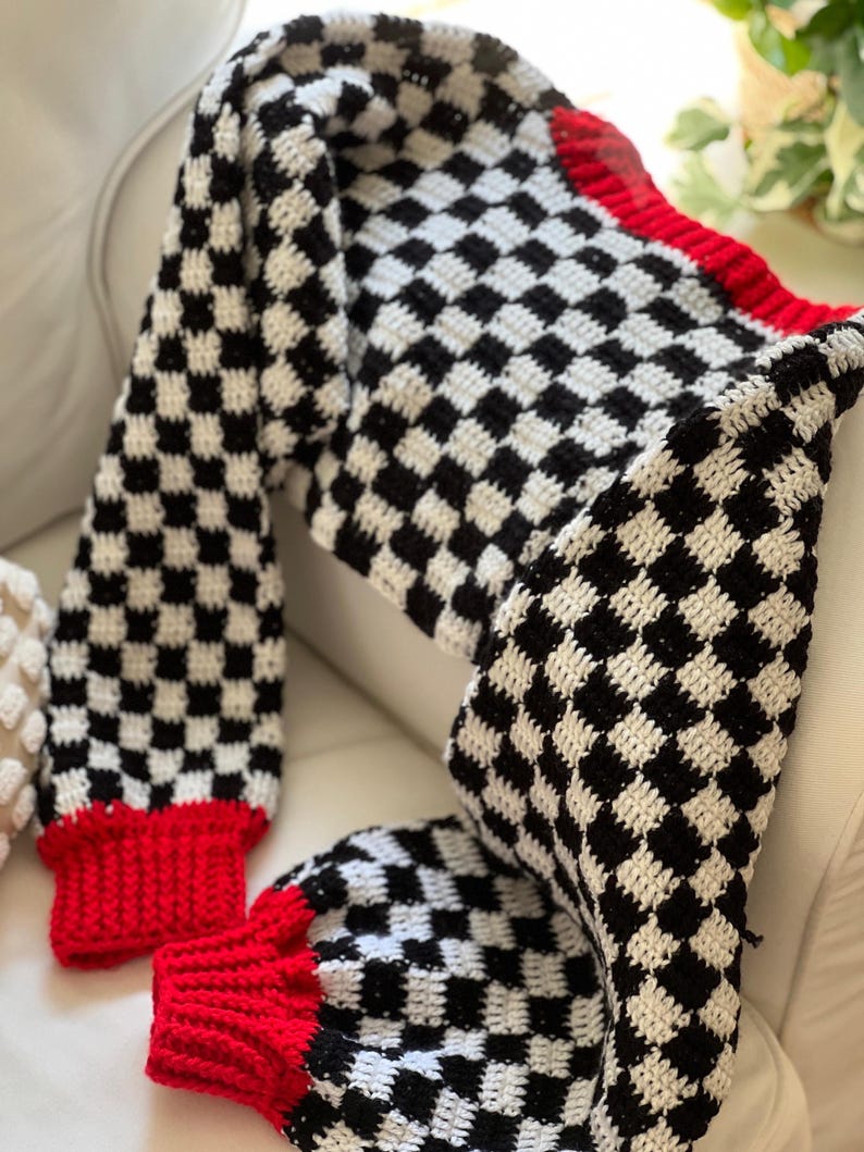 Checkerboard Crochet Sweater Pattern – Retro Color Block Pullover ...