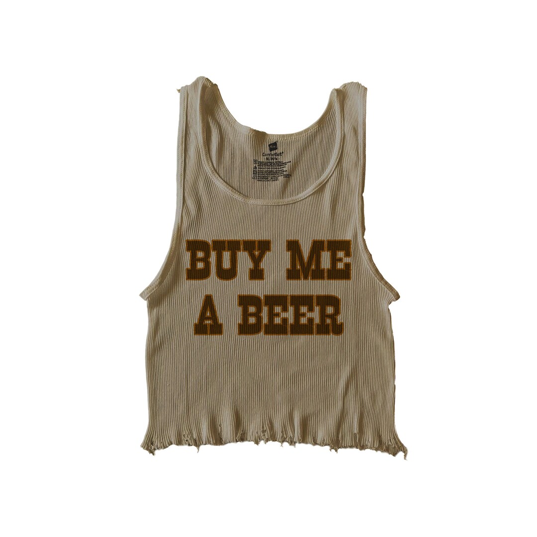 Vintage Inspired Tea Stained Ribbed Tank Top With Buy Me a - Etsy