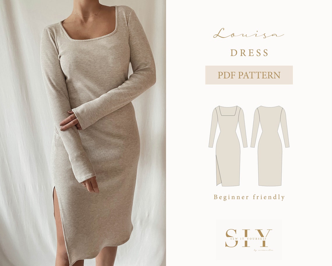Louisa Dress Digital Sewing Pattern XXS XXL Knit Dress - Etsy