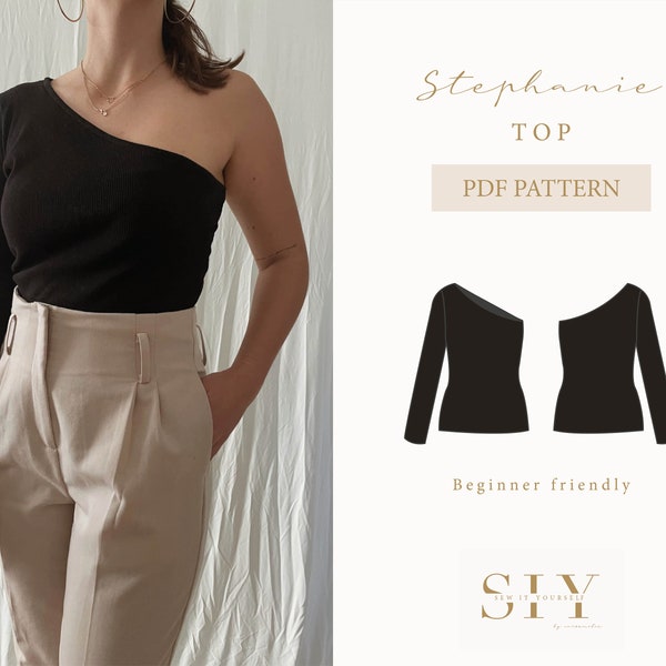 One Shoulder Dress Pattern - Etsy