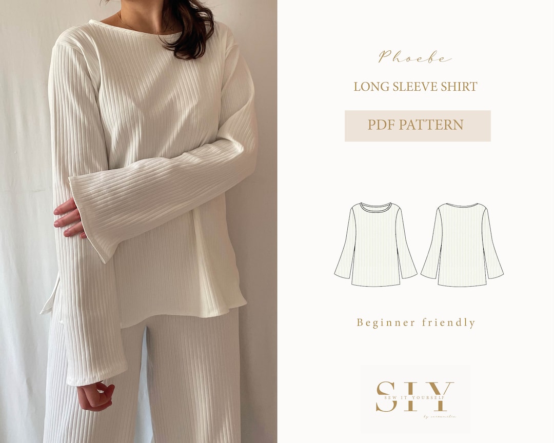 Phoebe Long Sleeve Shirt | Digital Sewing Pattern | XXS - XXL ...