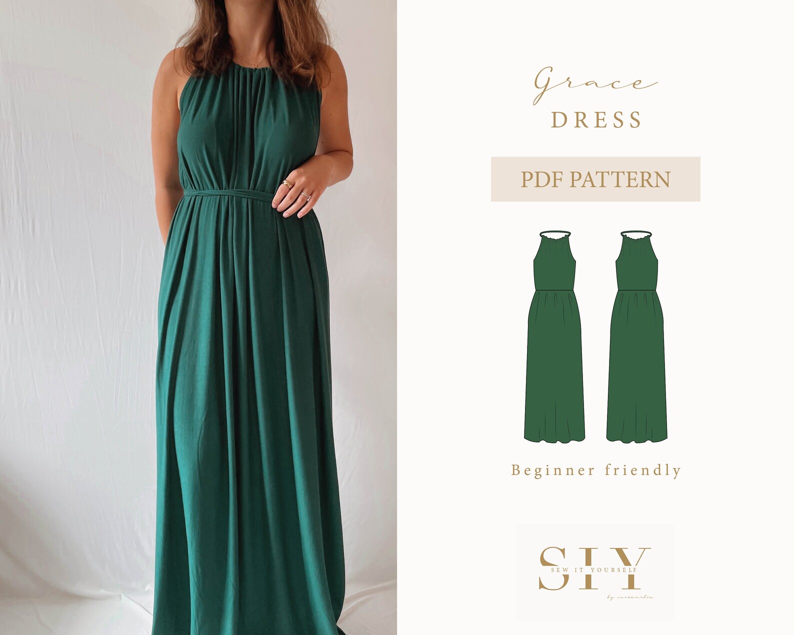 Grace Dress Digital Sewing Pattern Onesize Maxidress - Etsy