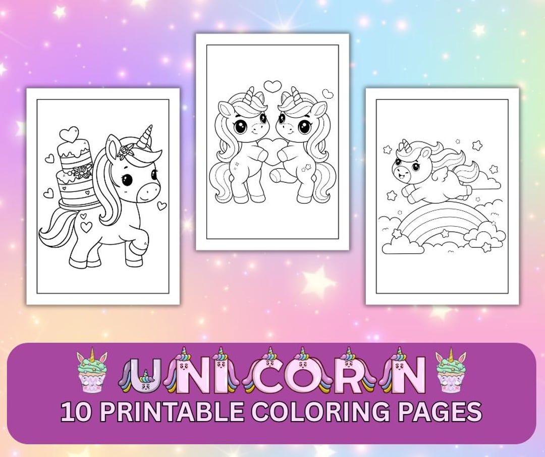 10 Unicorn Coloring Pages for Kids – Printable PDF | Cute Unicorn ...