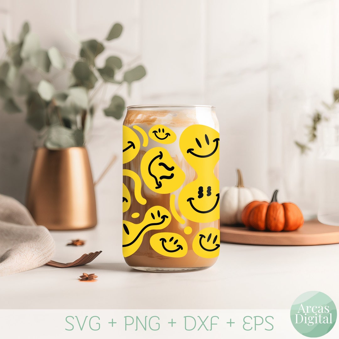 Wavy Smileys Libbey Glass Can Wrap | 16 0z Glass Can | Beer Can | Full ...