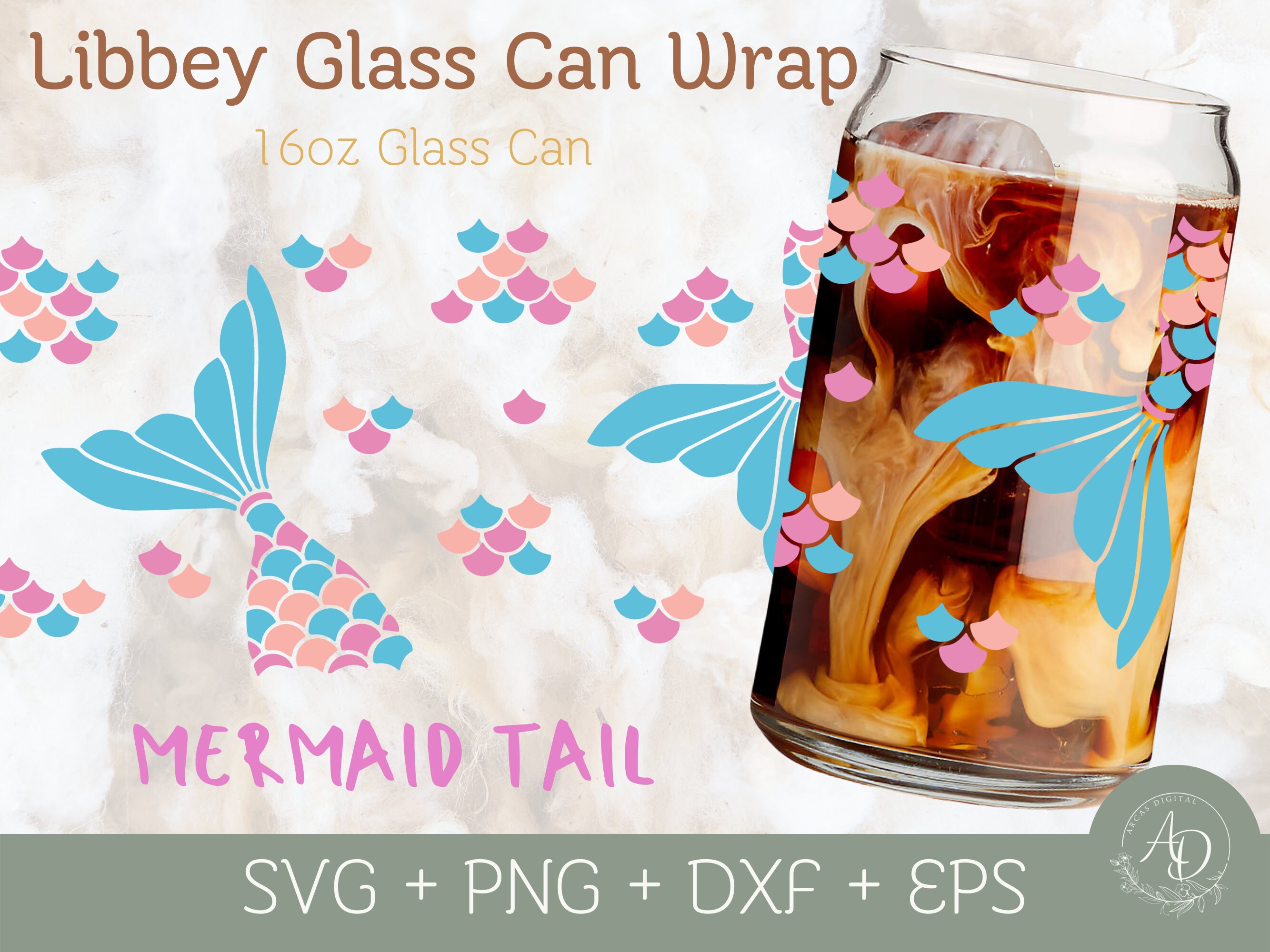 Mermaid Tail Libbey Glass Can Wrap Mermaid Beer Glass Can - Etsy