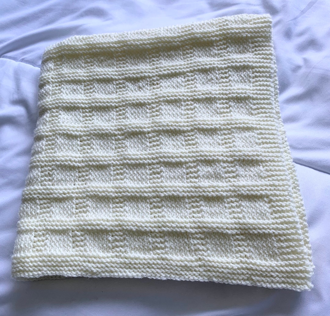 Hand Knitted Cream Baby Blanket - Etsy