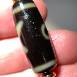 Dzi Bead " 5 Eyes & Lightning " Amulet Pendant Necklace 27.9mm X 11.2mm ...