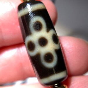 Dzi Bead " 5 Eyes & Lightning " Amulet Pendant Necklace 27.9mm X 11.2mm ...