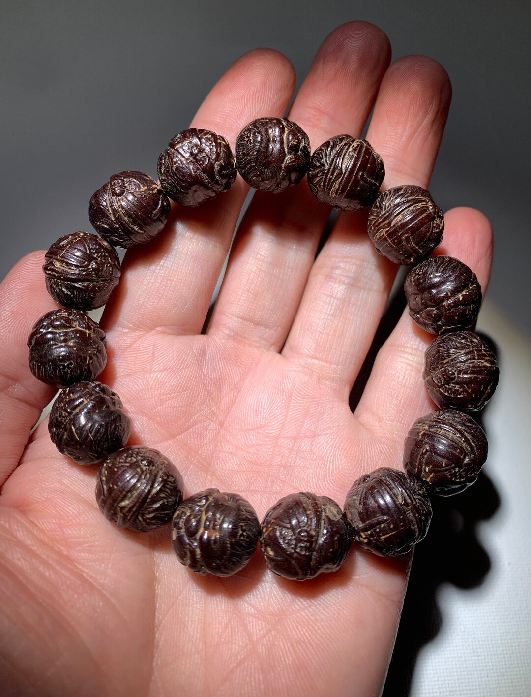 15 Beads Carved Bodhi Bead Amulet Bracelet 14mm - Etsy