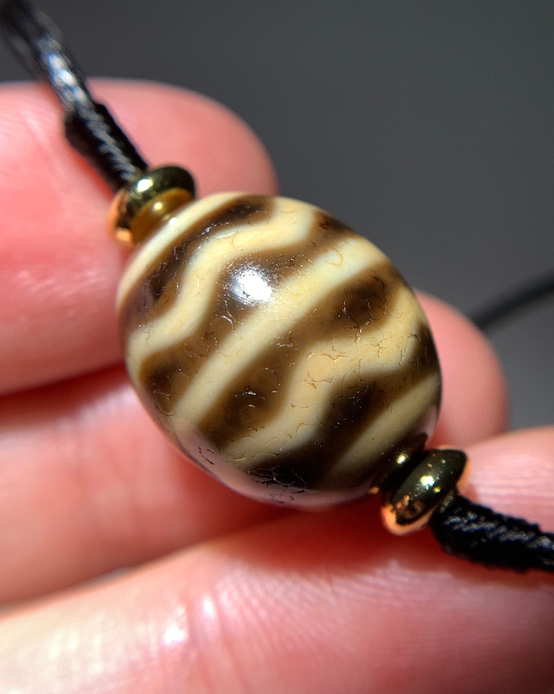 Dzi Bead Water Wave Daluo Amulet Pendant Necklace 18.2mm X15mm - Etsy