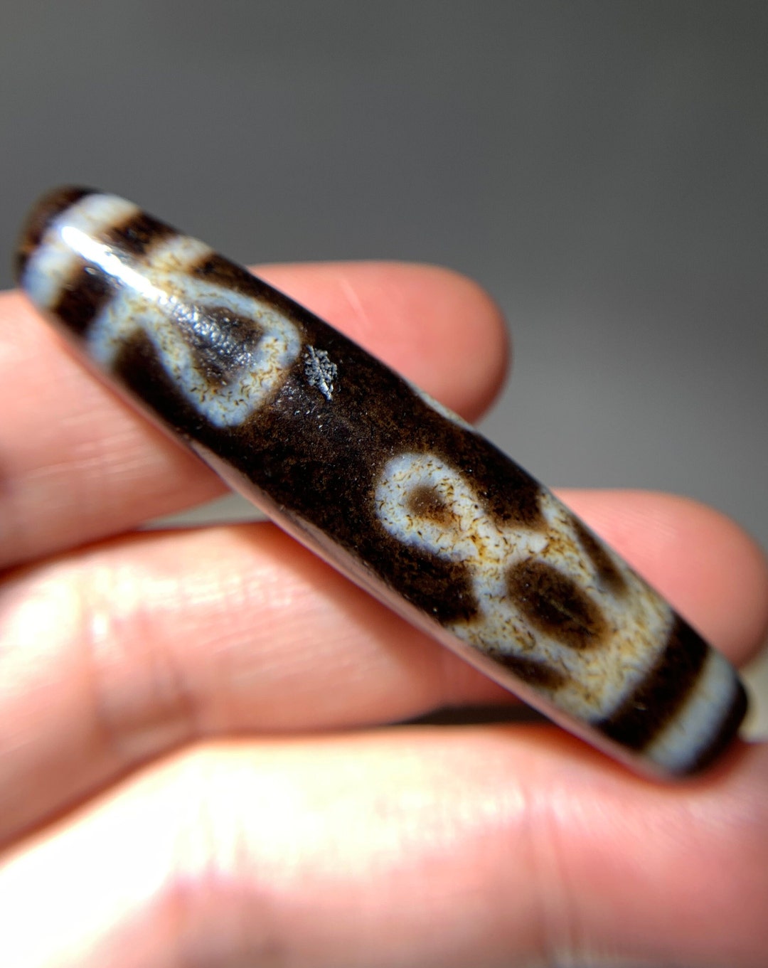 Dzi Bead " Happy Buddha " Amulet Pendant 57.8mm X 13.8mm - Etsy