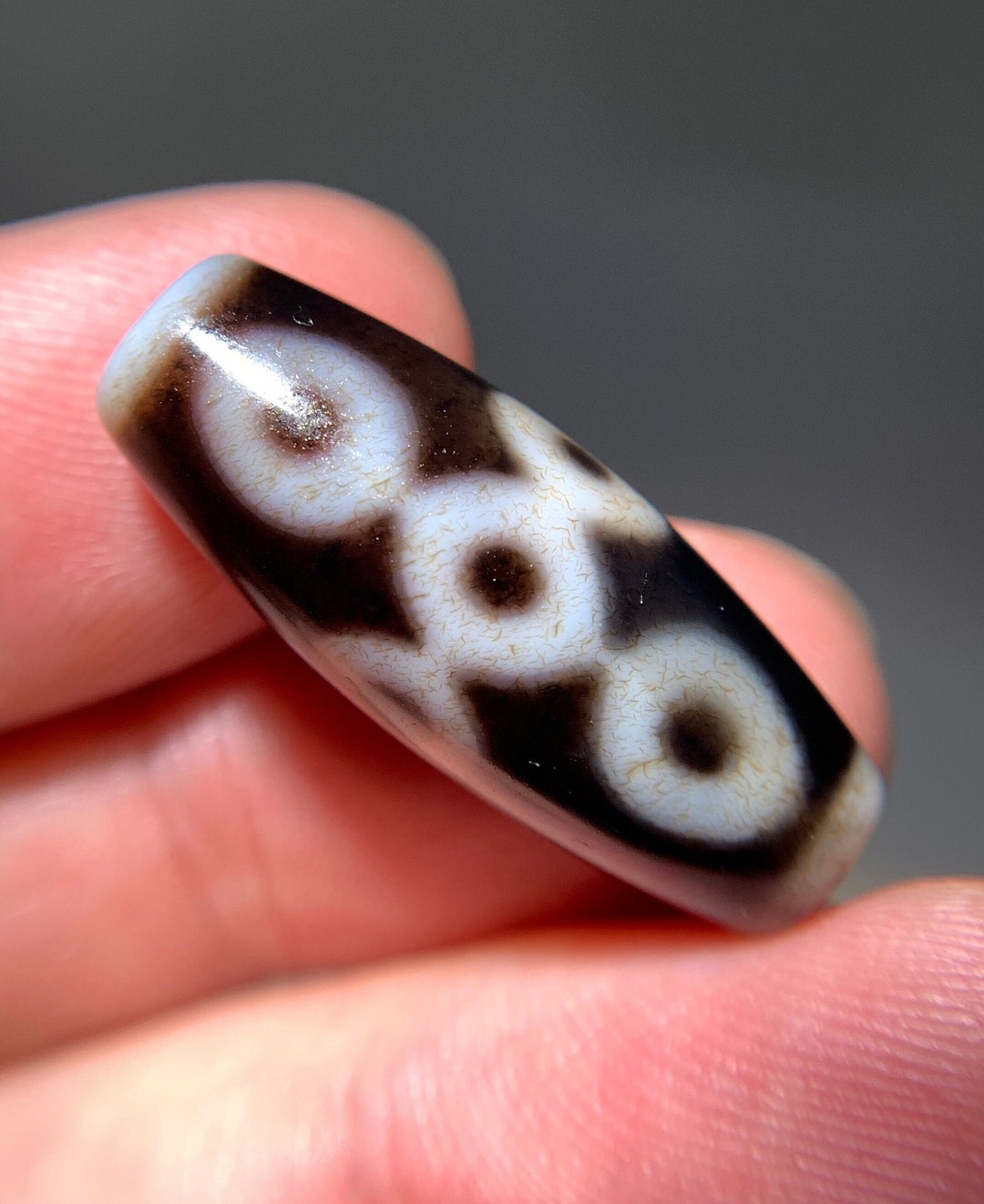 Dzi Bead " 5 Eyes & Lightning " Amulet Pendant 27.8mm X 11.1mm - Etsy