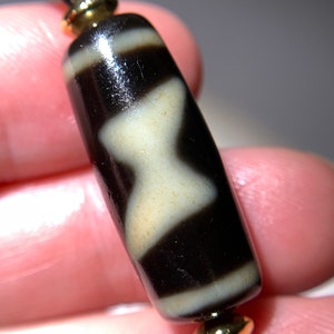 Dzi Bead " 5 Eyes & Lightning " Amulet Pendant Necklace 27.9mm X 11.2mm ...