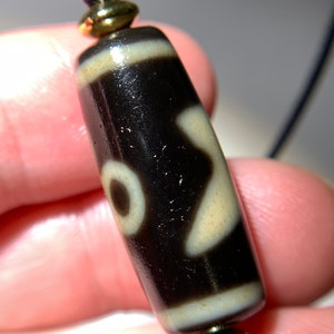 Dzi Bead " 5 Eyes & Lightning " Amulet Pendant Necklace 27.9mm X 11.2mm ...