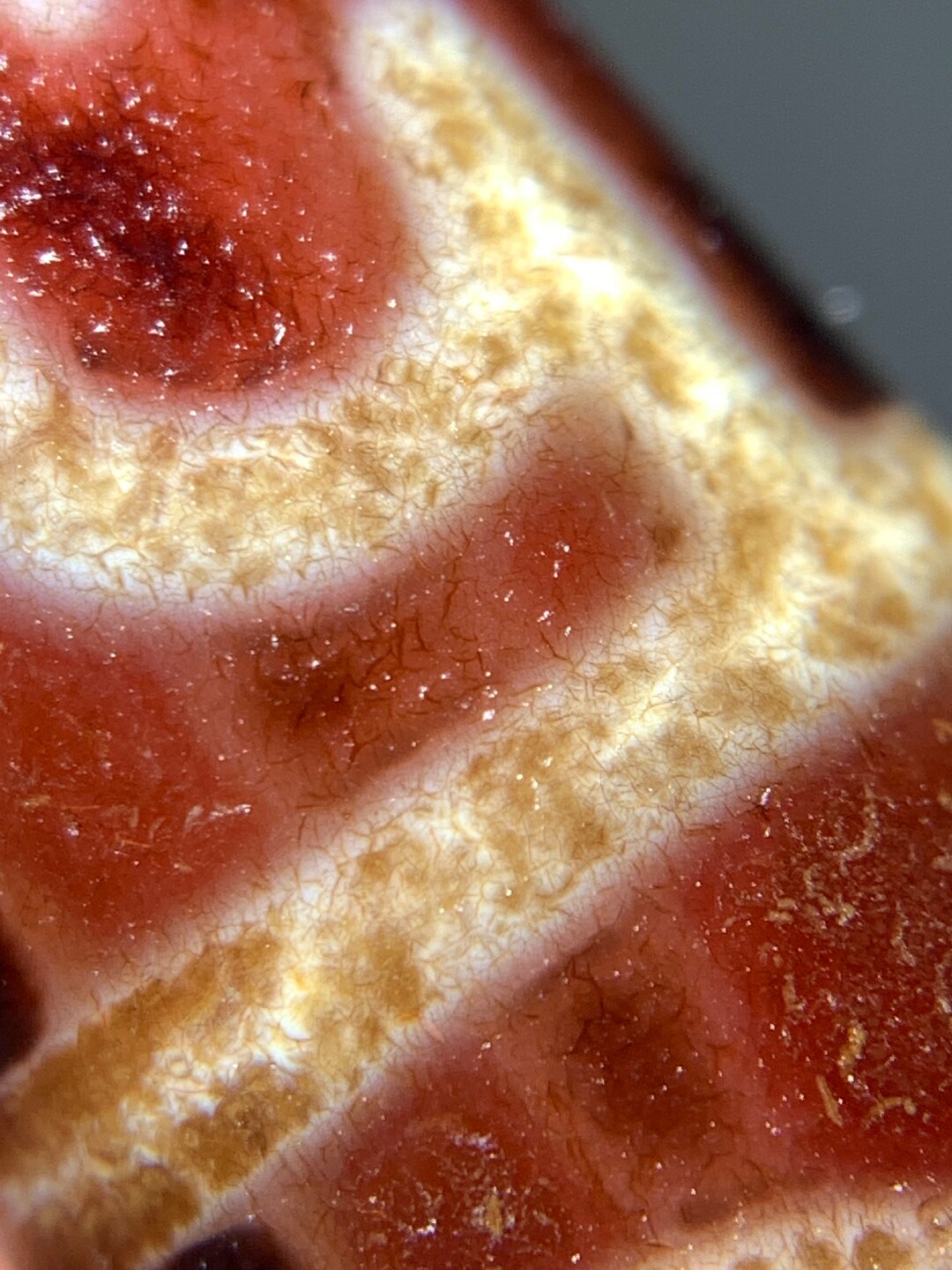 Tibetan Red Dzi Bead ' Lotus Master Magic Instrument 3 Eyes ' Amulet ...