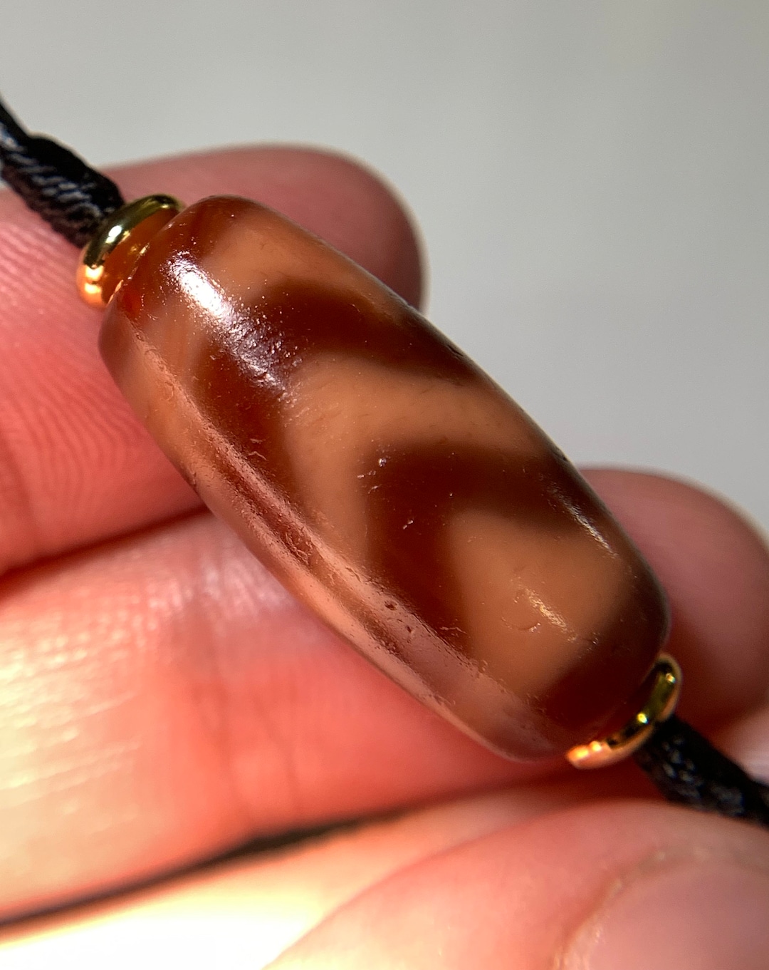 Dzi Bead " Water Wave " Amulet Pendant Necklace 25.7mm X12mm - Etsy