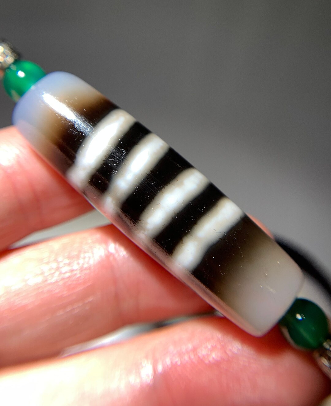 Dzi Bead " 9 STRIPES " Amulet Pendant Necklace 45.5mm X13.8mm - Etsy