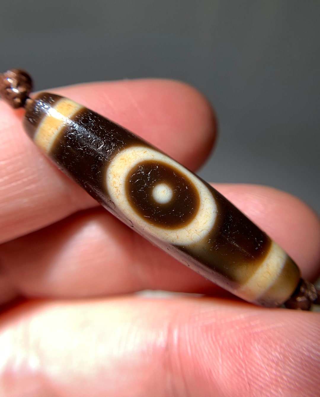 Dzi Bead " Heaven & Earth " Amulet Pendant Necklace 37mm X10.2mm - Etsy