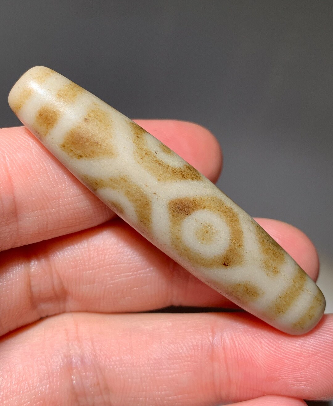 Dzi Bead " 6 Eyes & Turtle Back " Amulet Pendant ( RARE ) 59mm X 13.4mm ...