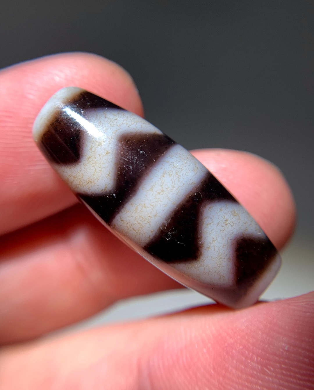 Dzi Bead " Water Wave " Amulet Pendant 27.7mm X 11.3mm - Etsy