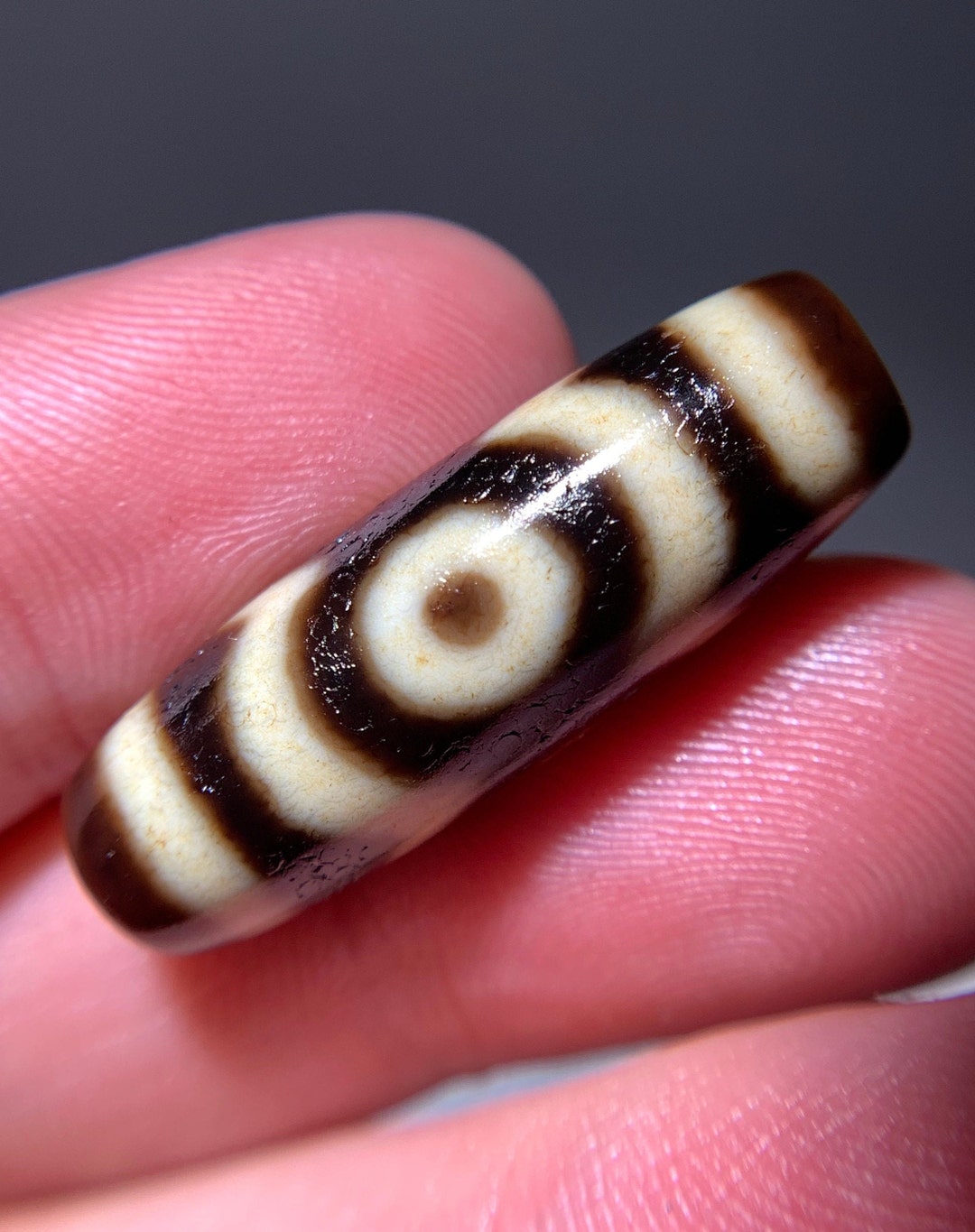 Dzi Bead " 3 Eyes & Lotus " Amulet Pendant 30.8mm X 10.5mm - Etsy