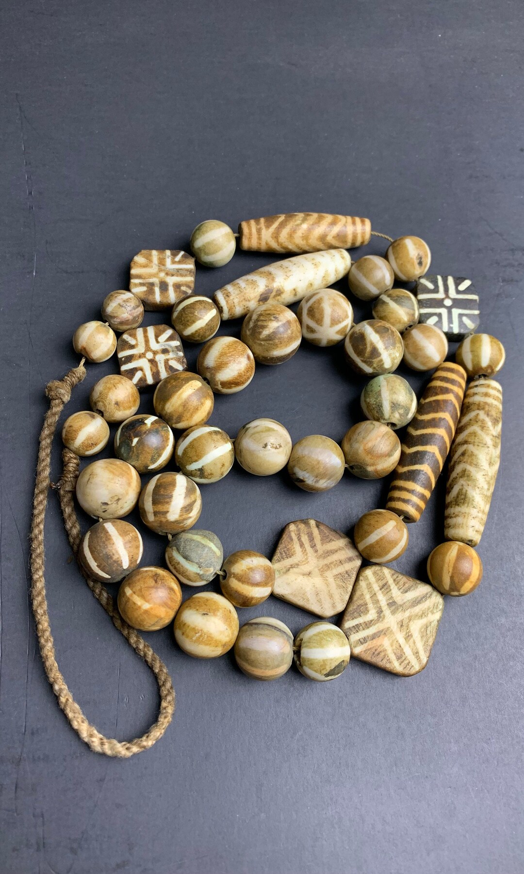 Pumtek Dzi Bead " Water Wave , Melon Beads " Amulet Pendant Necklace - Etsy