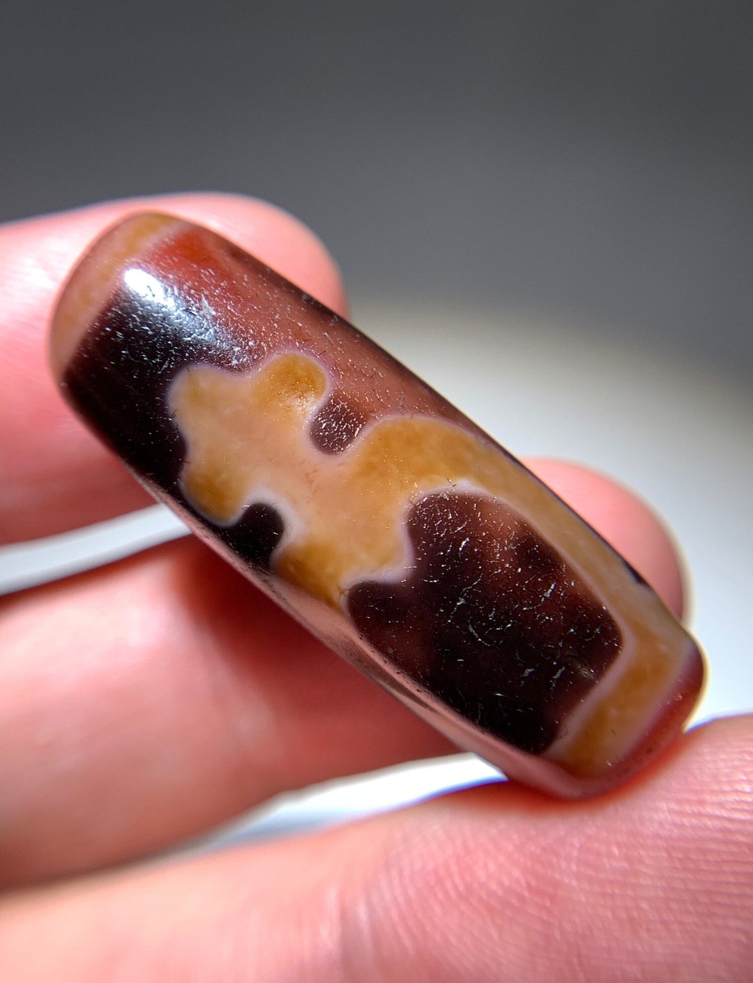 Tibetan Red Dzi Bead " 2 Aquarius " Amulet Pendant 35.7mm X12.7mm - Etsy