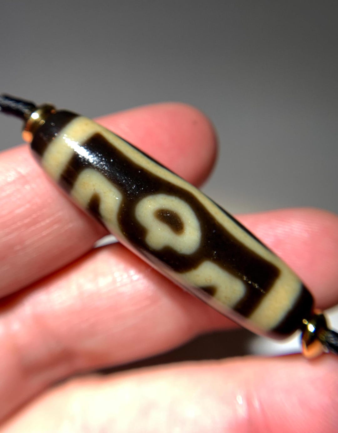 Dzi Bead " 3 Eyes , Bodhi Tree " Amulet Pendant Necklace 41.5mm X 11 ...