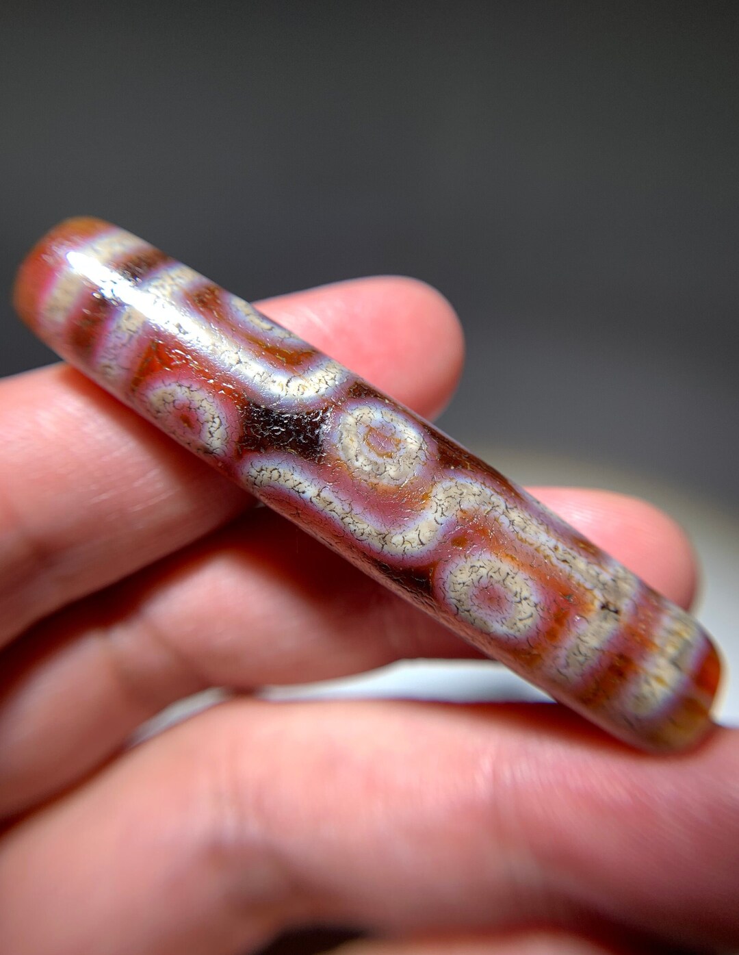 Tibetan Red Dzi Bead 9 Eyes Amulet Pendant 57.4mm X 12.6mm - Etsy