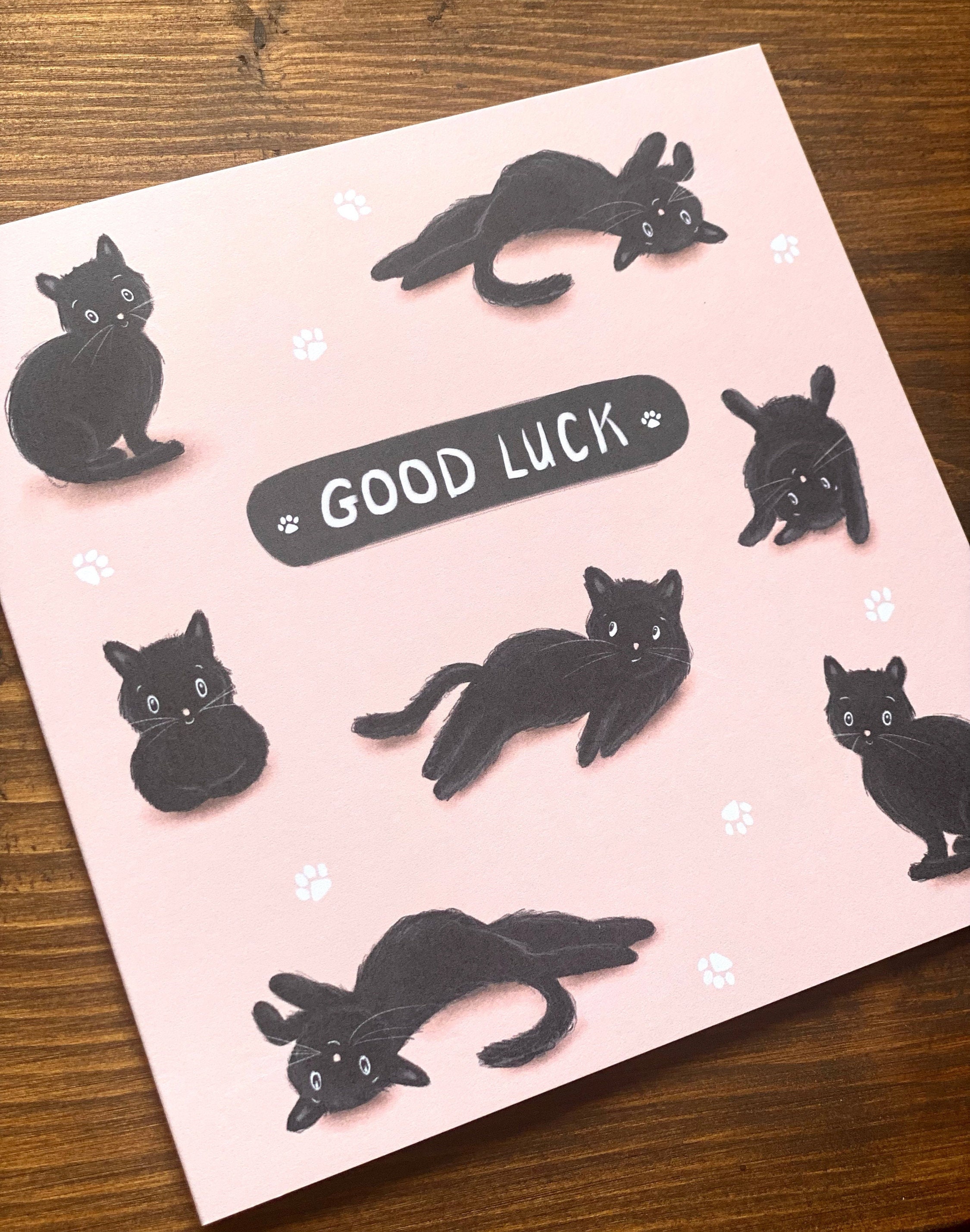 Black Cats Good Luck Card, Black Cat, Good Luck Card, Good Luck New Job ...