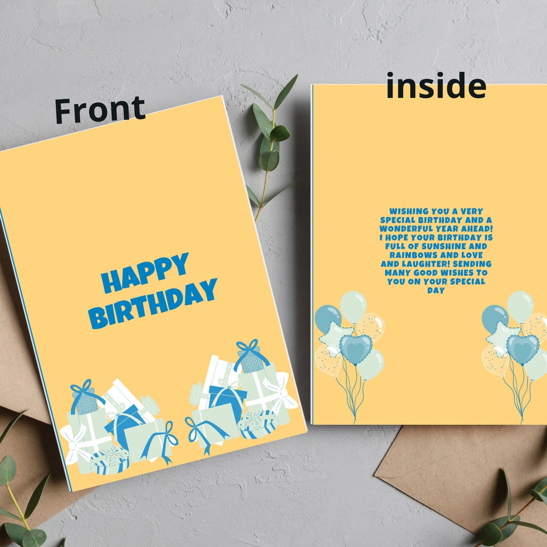 Digital Birthday Card Instant Printable Birthday Card - Etsy